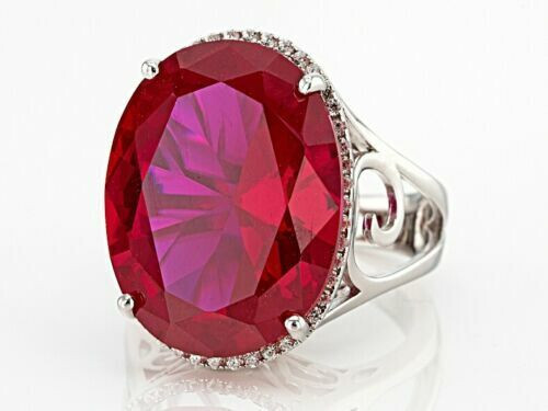 Women's Prong Set Anniversary Ring In 935 SterlingSilver, Big Oval Pink ...