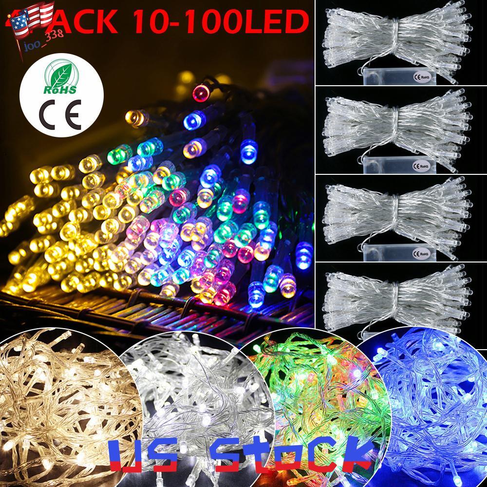 1-4Pack LEDs Battery Operated Wire String Fairy Lights Wedding ...