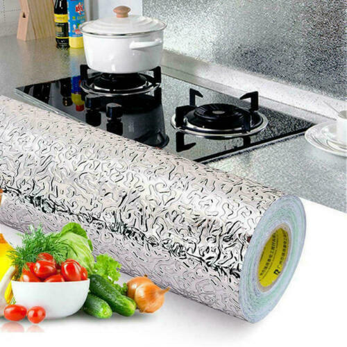 5M Self Adhesive Aluminum Foil Sticker Kitchen Cabinet Wall Waterproof Oil proof eBay