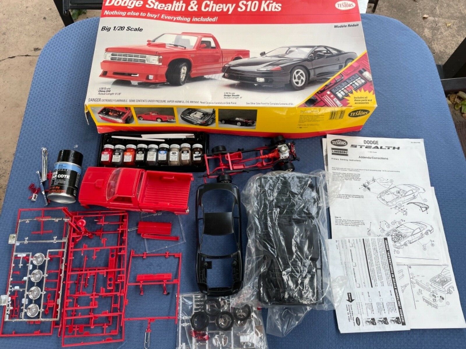 TESTORS DODGE STEALTH & CHEVY S10 MODEL KITS 1/20TH SCALE PARTIALLY ...