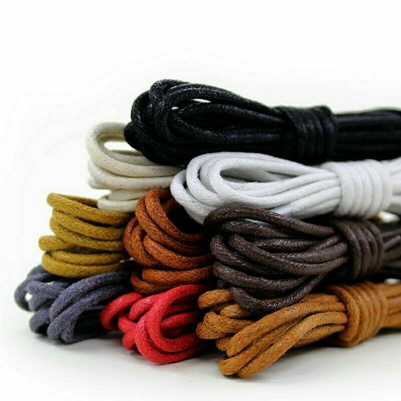 Round Cotton Wax Shoelaces 60cm, 75cm, 90cm Thin Dress Waxed Laces 2 ...