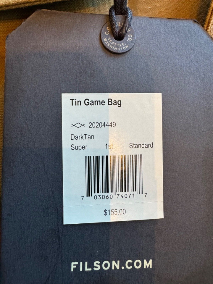 Filson Tin Cloth Game Bag new with Tags. Dark tan # 20204449 | eBay