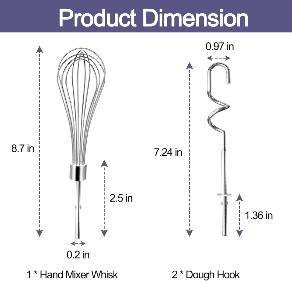 Hand Mixer Beaters Blender Attachment Mixer Dough Hooks for KitchenAid ...