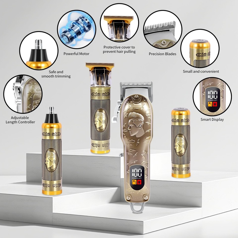 Professional Hair Clipper Set Men's Cordless Hair Clipper T-Shaped ...