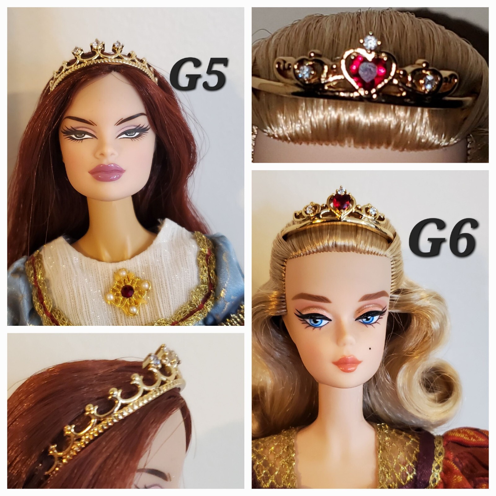 1/6 GOLD Metal Tiara Crown Crystal Barbiee Phicen Queen Princess Model ...