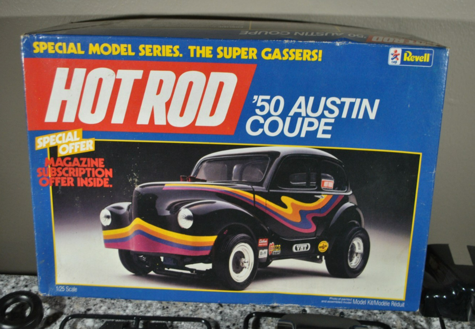 REVELL HOT ROD '50 AUSTIN COUPE #7120 1/25 FACTORY MODEL KIT 1985 Open ...