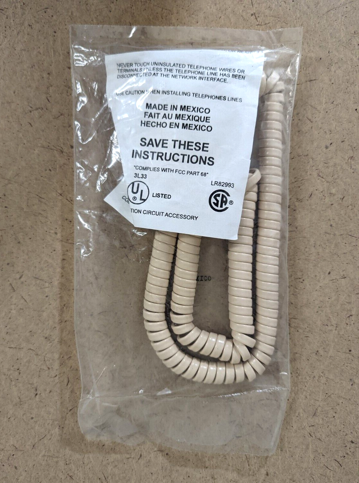 *NEW* Adirondack Wire & Cable 360252 12' Handset Coiled Cord (Beige) | eBay