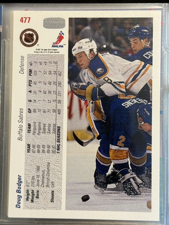 1991-92 Upper Deck Signed Doug Bodger Buffalo Sabres Hockey NHL Auto ...