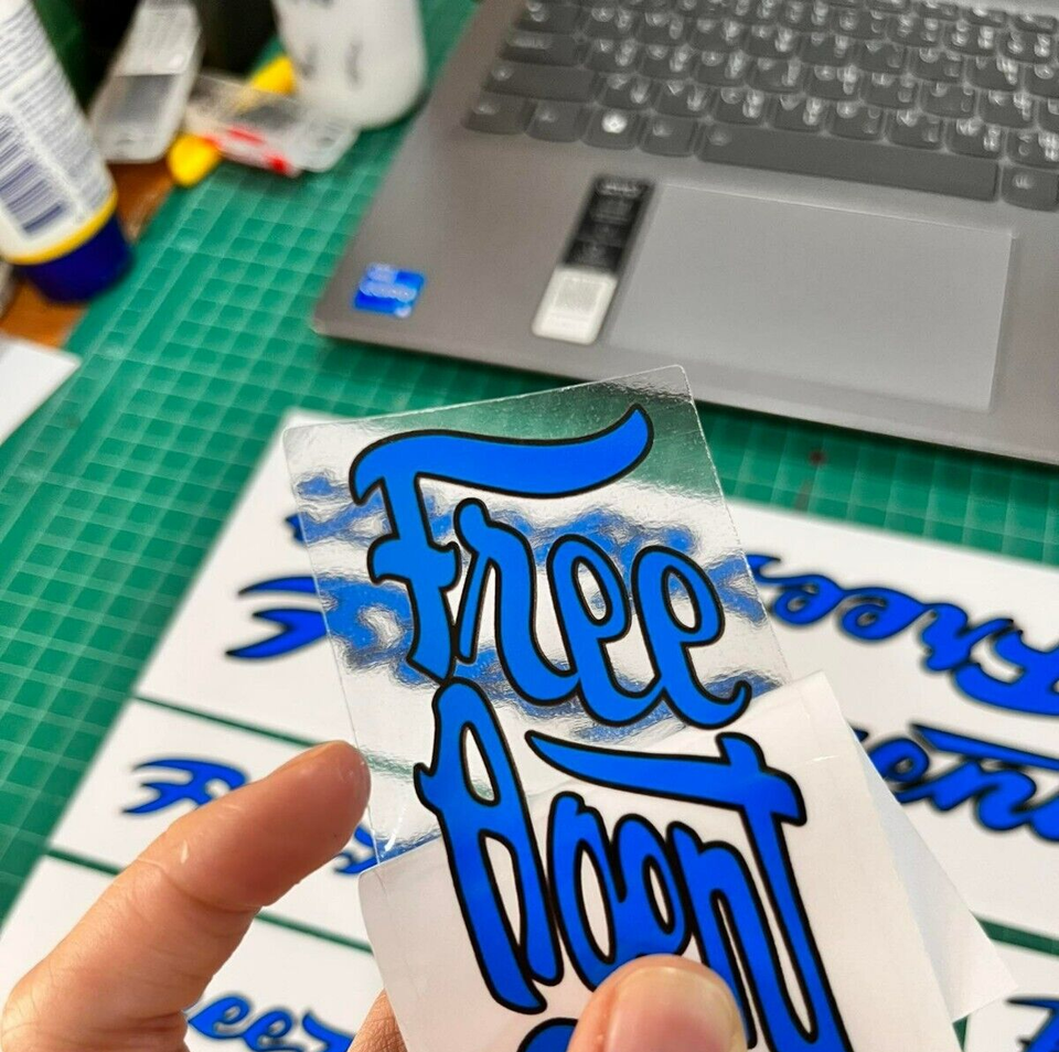 Free Agent bmx sticker decals blue on clear | eBay