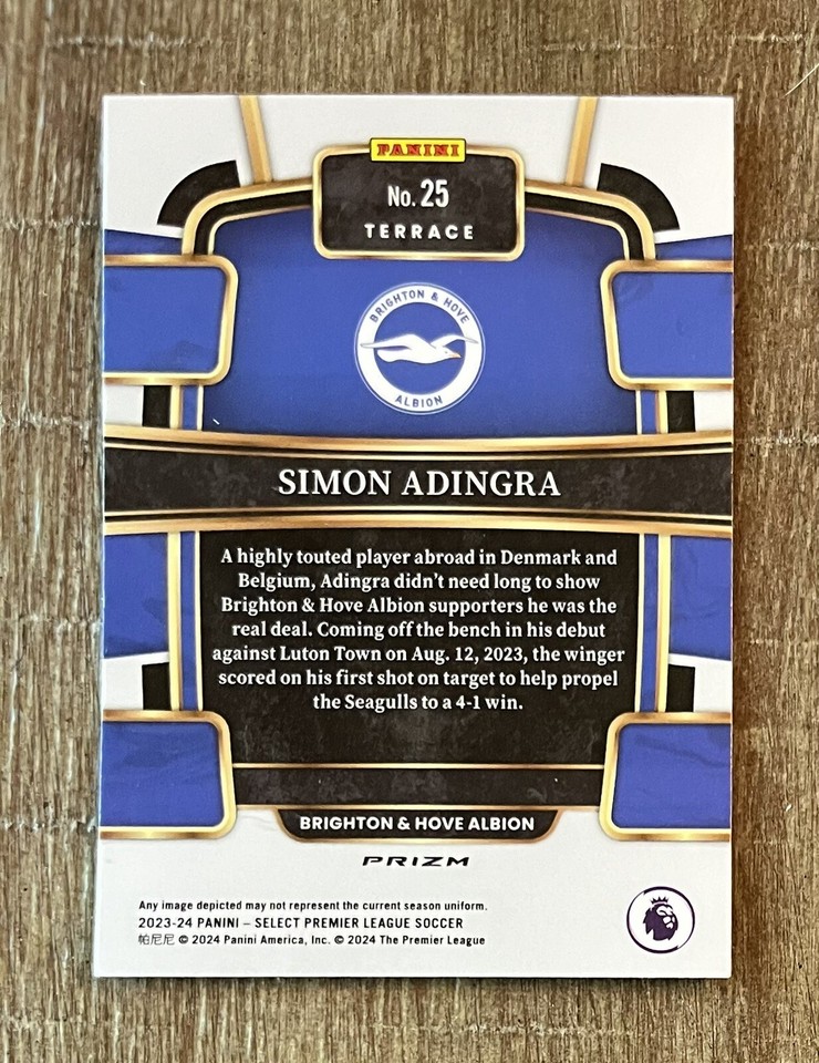 Simon Adingra SP Rookie PURPLE MOJO Prizm 2023-24 Select RC Brighton ...