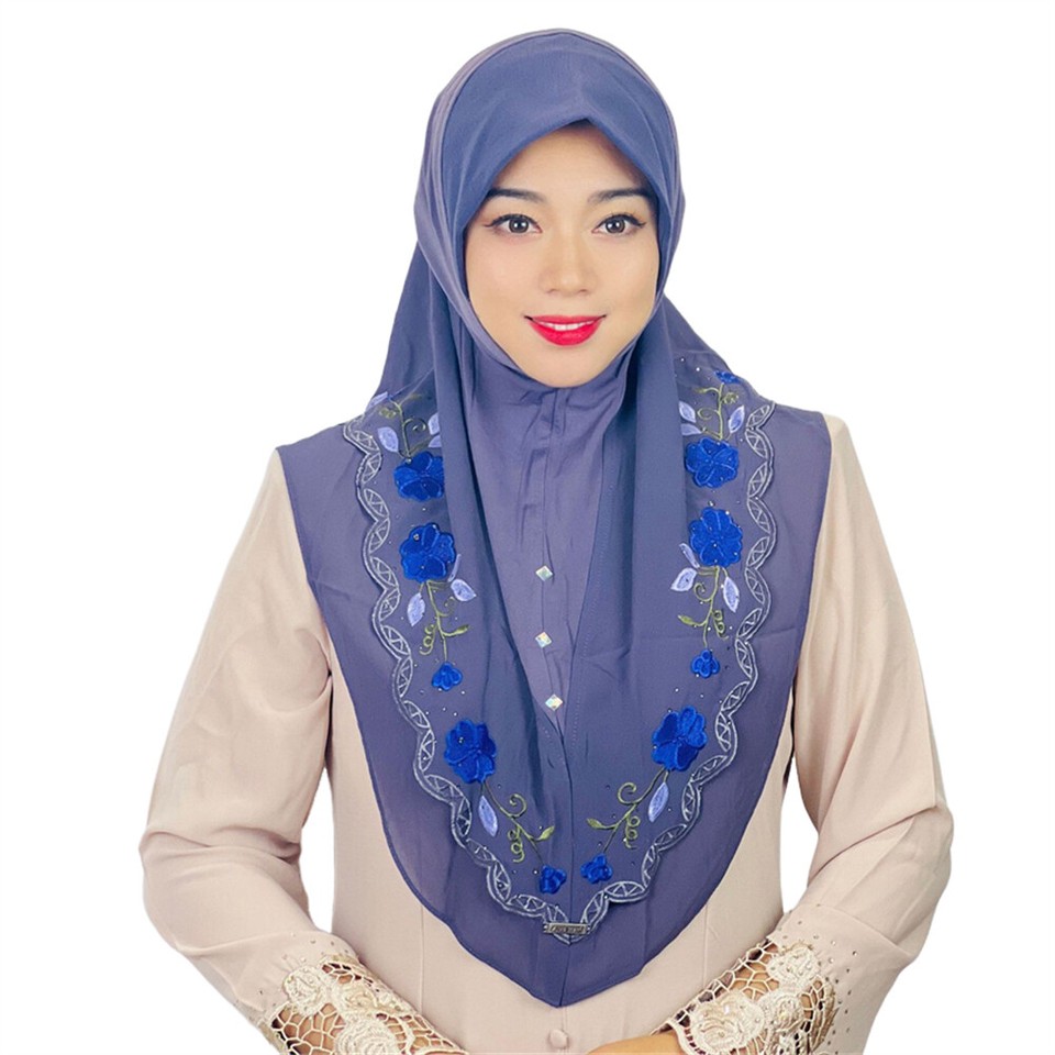 Muslim Instant Hijab Women Prayer Burqa Amira Shawls Embroidery ...