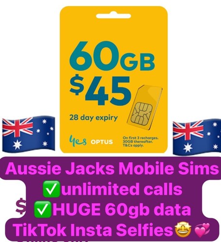 Optus Prepaid Mobile Phone Sim Unlimited Calls Text 60GB Data 28 Day Exp Aussie | eBay Australia