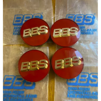 BBS Wheel Center Caps 70mm Genuine Emblem Red Gold 3D Logo P5624126 Set ...