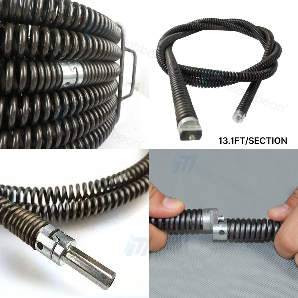 Sectional Drain Cleaning Cable 39.4-65.6FTx5/8In & 6 Cutters for 0.8"-3 ...