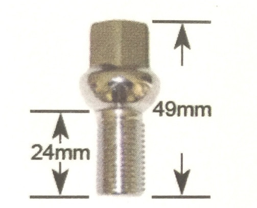 (10) 14x1.5 BALL SEAT BLACK WHEEL LUG BOLTS 24MM SHANK OE MOST MERCEDES ...