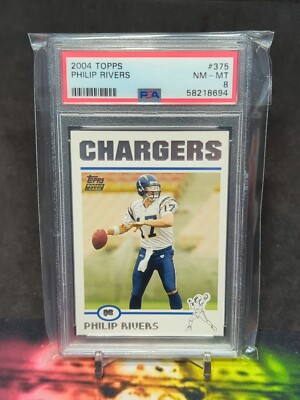 2004 Topps #375 Philip Rivers RC Chargers Future HOF Rookie Card PSA 8 ...