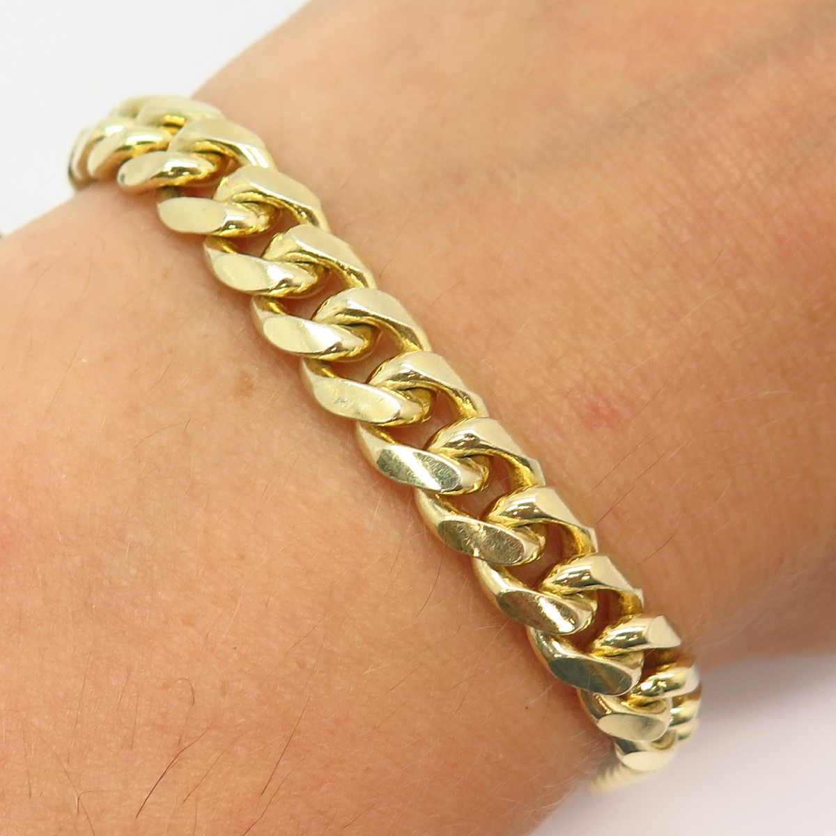 925 Sterling Silver Gold Plated Thick Cuban Link Bracelet 8.5