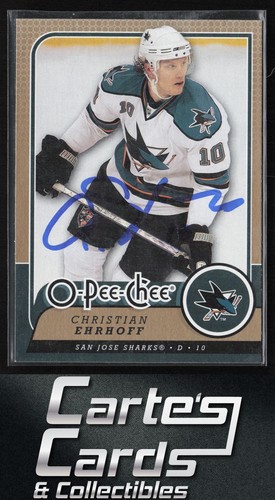 Christian Ehrhoff 2008-09 O-Pee-Chee #455 San Jose Sharks TTM/IP Signed ...