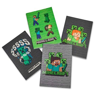 Minecraft A5 Notebook Set, 4 Pack Note Pads Lined, Back to School ...
