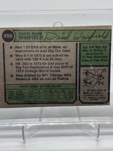 1974 Topps Dave Winfield 456 Rookie Card | eBay