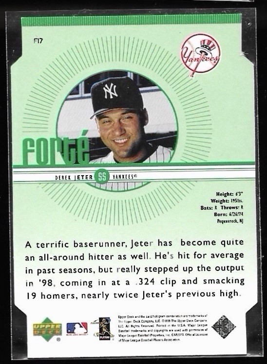 1999 Upper Deck Derek Jeter Forte Double #/2000 Yankees Die-Cut | eBay