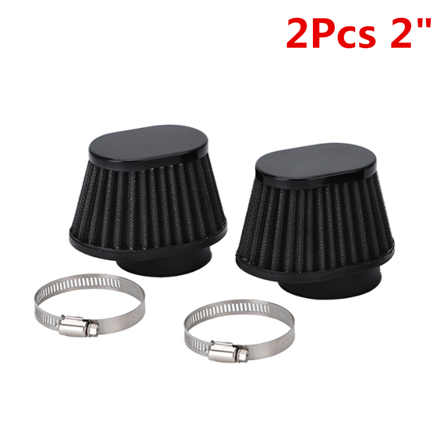 1 Pair 2in Car High Flow Cone Air Filter Kit Black Accessory Auto ...