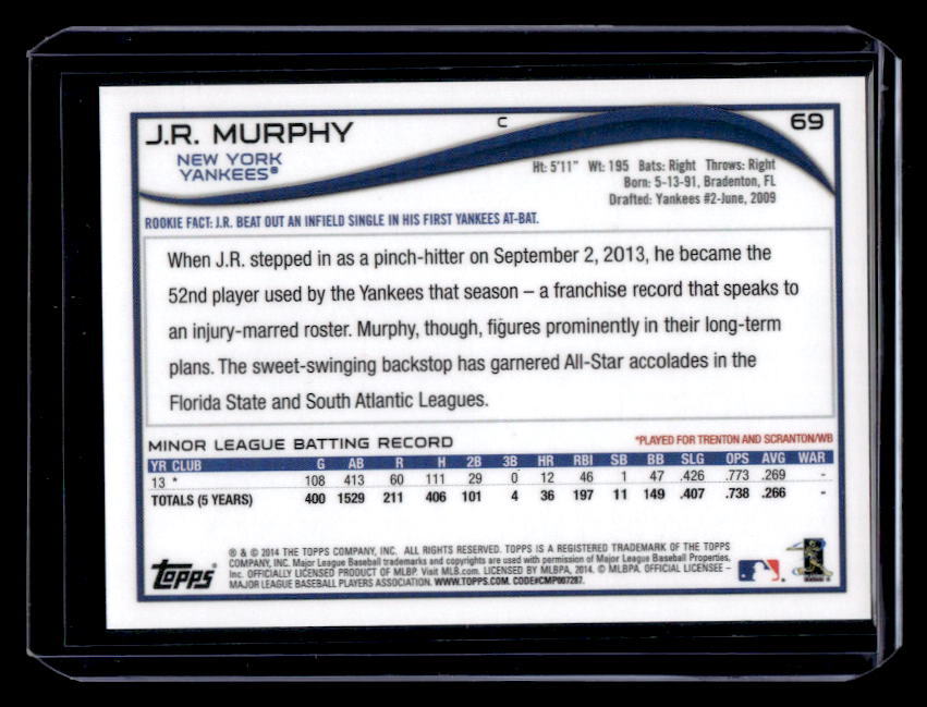 2014 Topps Chrome #69 J.R. Murphy Rookie Autograph | eBay