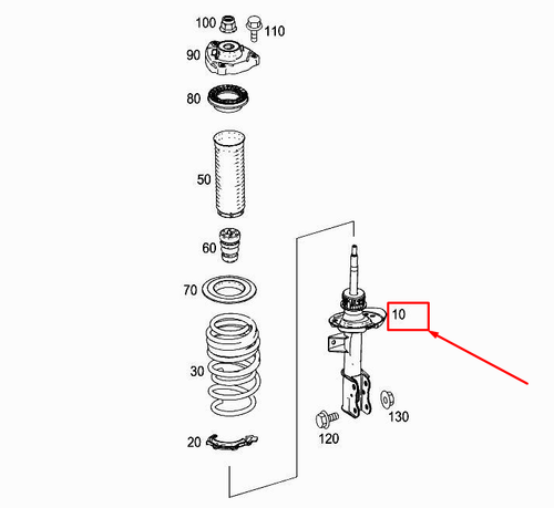 MERCEDES-BENZ B W246 Front Right Shock Absorber A2463233000 NEW GENUINE ...