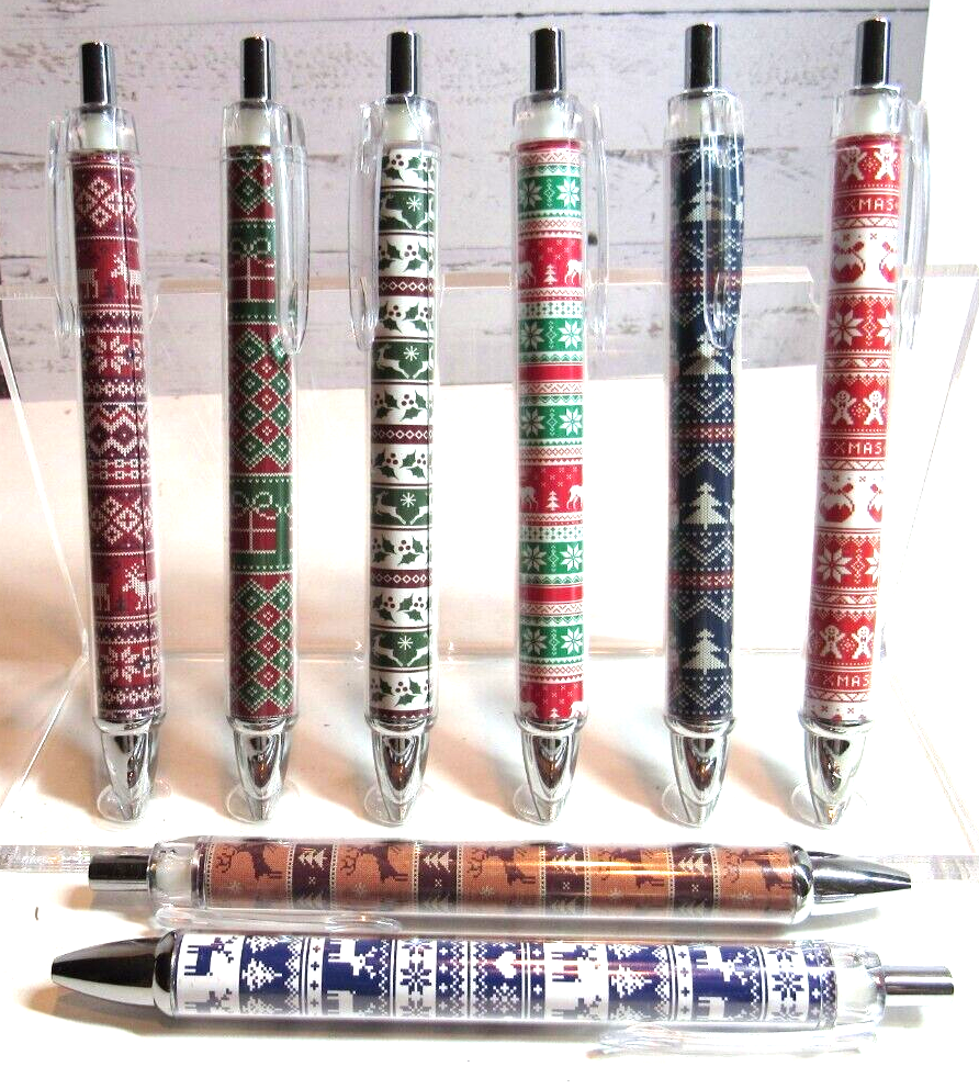 Set of 8 Christmas Ballpoint Pens-Holiday Gift Wrap Theme | eBay