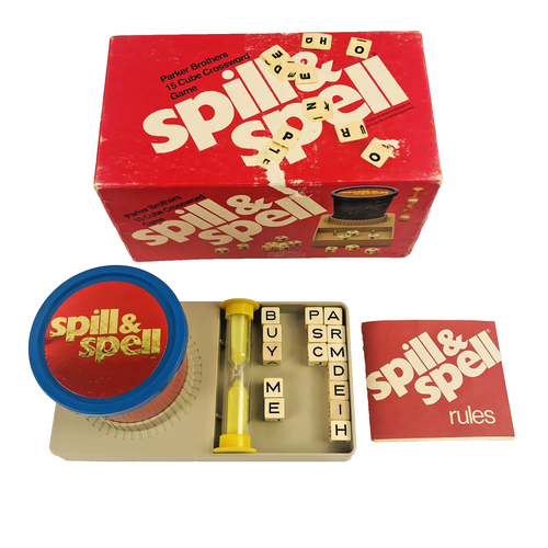VTG 1972 Parker Bros Spill & Spell Game Complete 15 Cubes Timer Rules ...