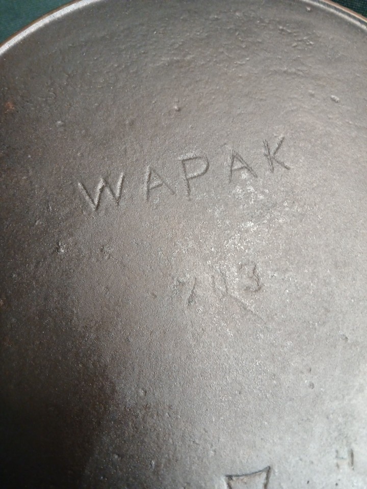 Wapak #7 Block Cast Iron Skillet Heat Ring Sits Flat. Crude Early Piece ...