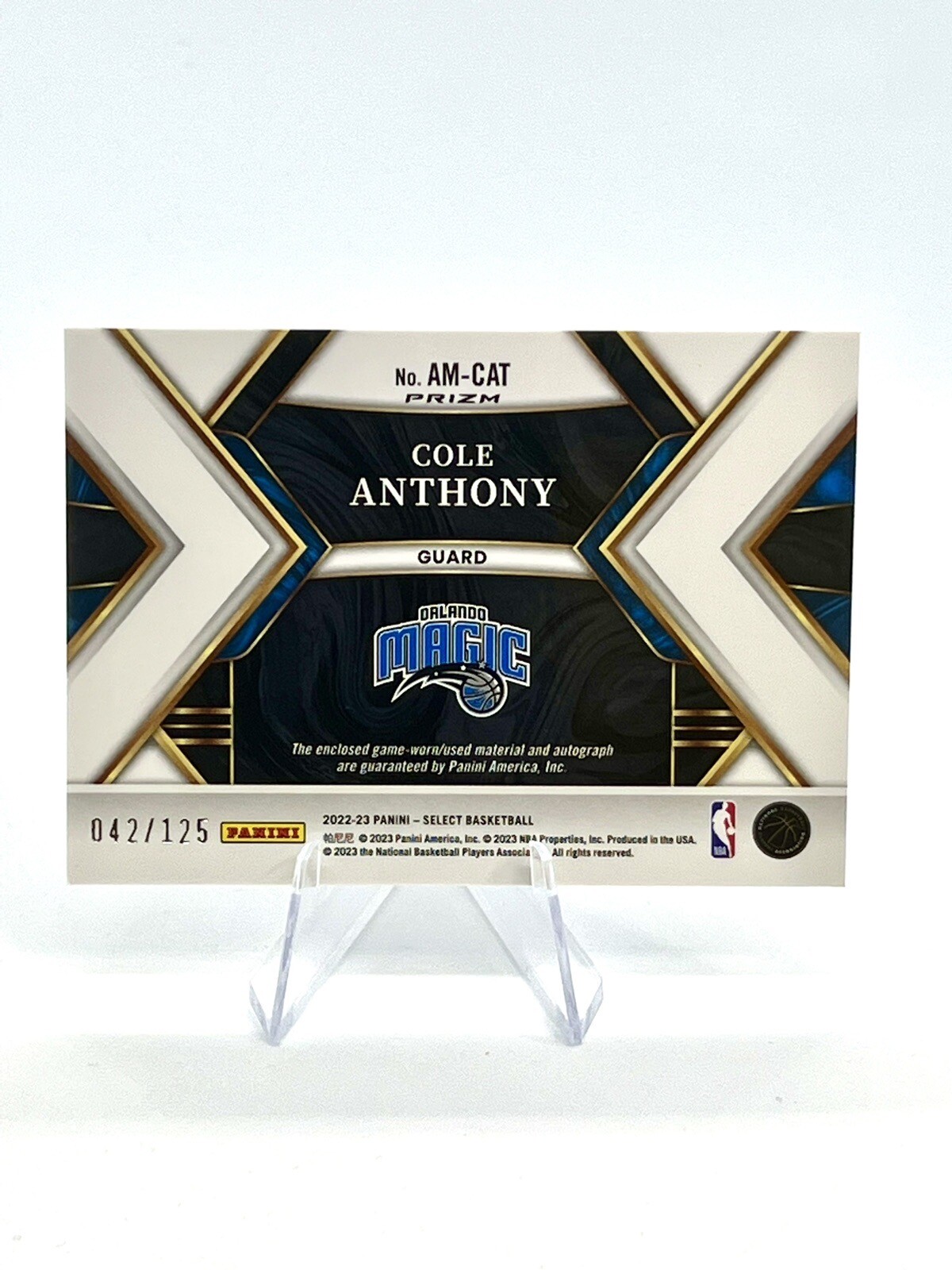 2022-23 Panini Select Cole Anthony Silver Prizm Patch auto #’d /125 | eBay