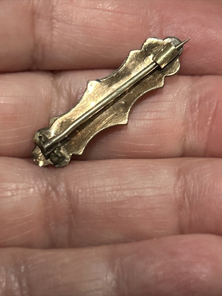 VICTORIAN 12K ROSE GOLD FILL PIN ART NOUVEAU C CLASP BAR TINY ETCHED | eBay