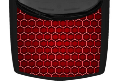 3D Mosaic Hexagon Pattern Bright Red Truck Hood Wrap Vinyl Car Graphic ...
