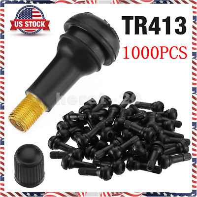 1000pcs TR 413 Snap-In Tire Valve Stems Short Rubber Universal For Most ...