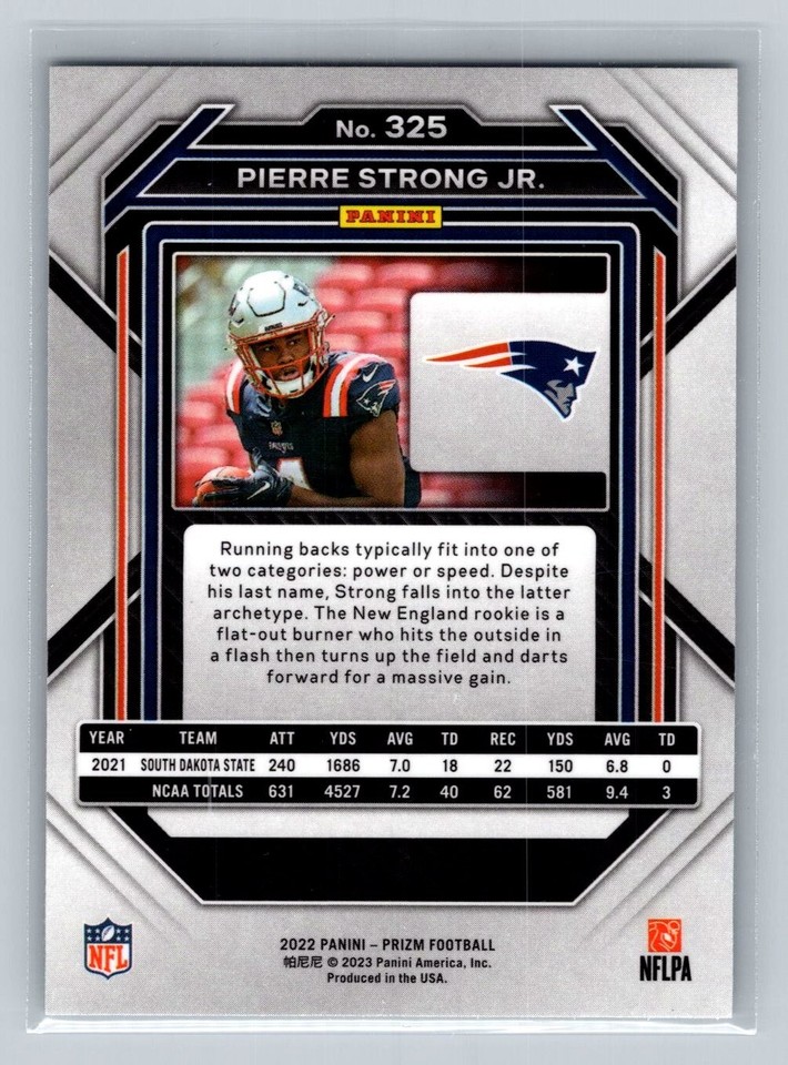 Pierre Strong Jr 2022 Panini Prizm Football Rookie #325 Patriots | eBay