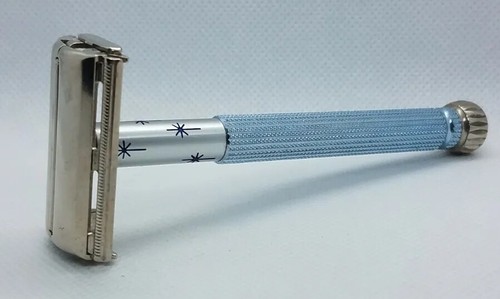 1966 Lady Gillette Light Blue Starburst L4 Double Edge DE Safety Razor ...