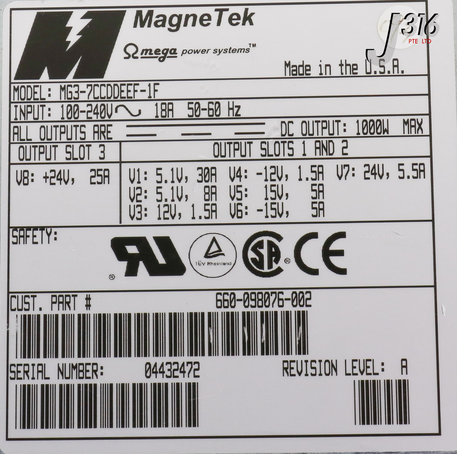 22163 MAGNETEK OMEGA POWER SYSS PS INPUT 100-240V MG3-7CCDDEEF-1F | eBay