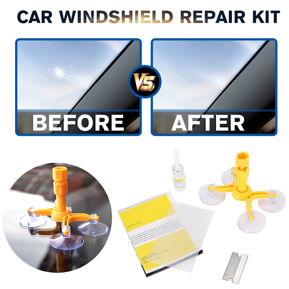 Windshield Repair Kit Quick Fix Car Wind Glass Bullseye Rock Chip Crack ...