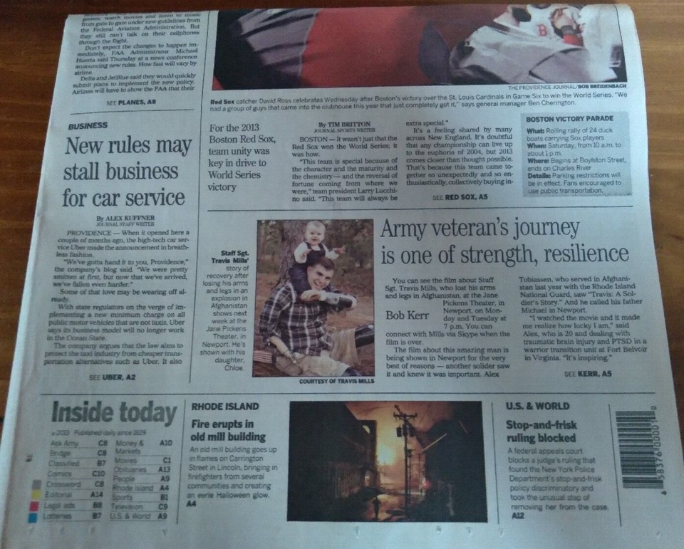 David Ross - Boston Red Sox - Providence Journal Nov. 1, 2013 | eBay