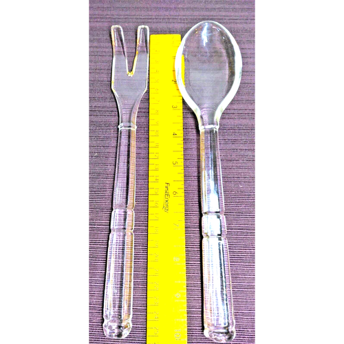 Clear Depression Glass Salad Fork & Spoon Set 1930-40's Imperial Glass ...