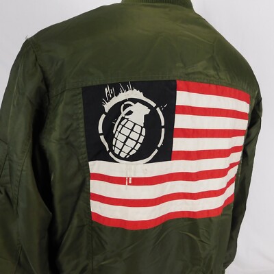 Grenade Men Military Bomber Green Jacket Coat Patches Sz XL | eBay