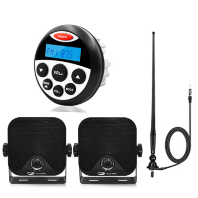 Marine UTV Radio Bluetooth Stereo Receiver+4" Boat Box Speakers+FM AM ...