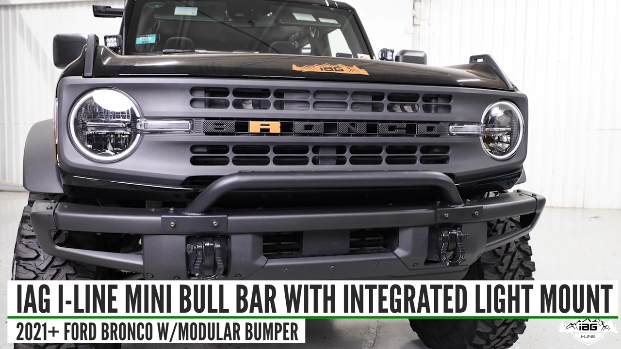 IAG I-Line Mini Bull Bar w/ Integrated Light Mount for Ford Bronco 2021 ...