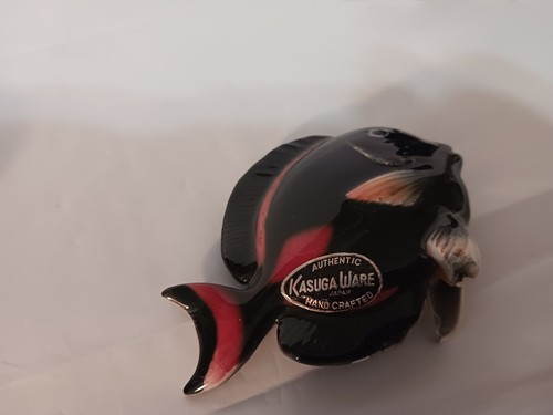 Kasuga Ware Black ANGEL FISH Salt & Pepper SET Japan Decorative Ceramic ...