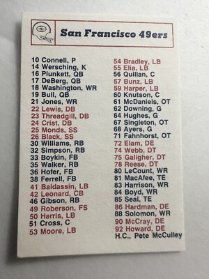 1978 SAN FRANCISCO 49ers NFL Football Roster Game Schedule Pocket ...