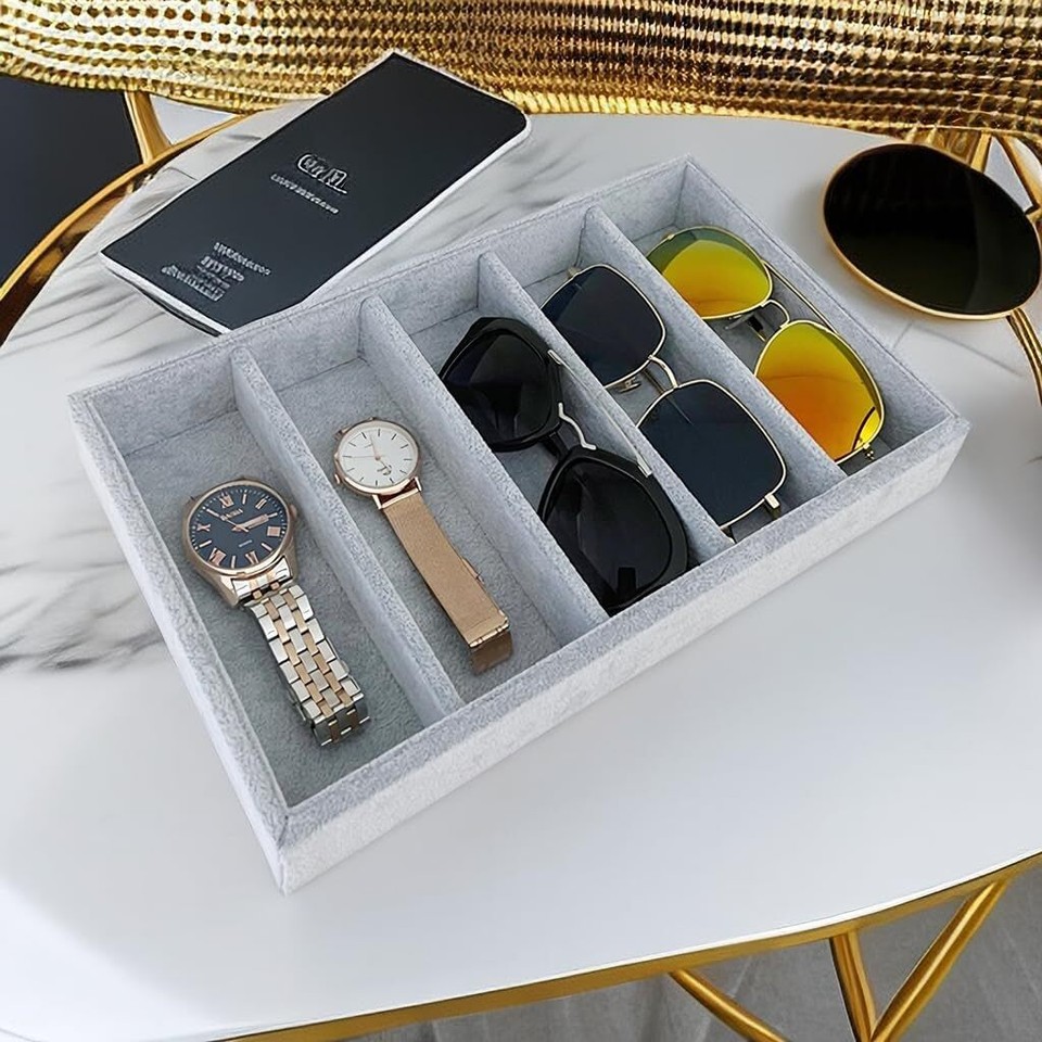 Svea Display 5-Slot Luxurious Gray Velvet Premium Grade Drawer Divider ...