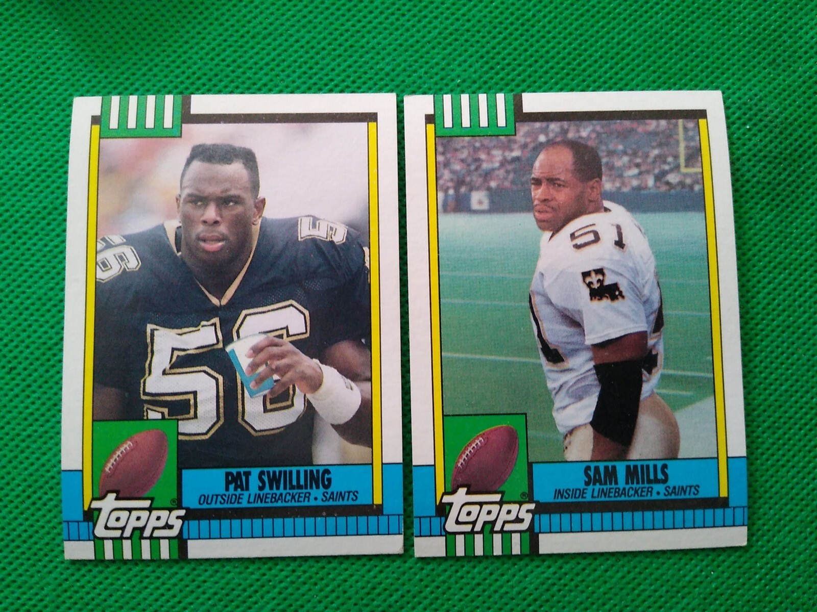 (2 Cards) 1990 TOPPS - PAT SWILLING #235 & #238 Sam Mills - NEW ORLEANS ...