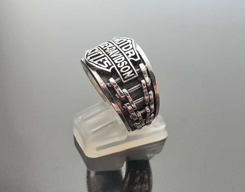 925 Sterling Silver Motor CYCLES Biker Rocker RING Exclusive Pre-owned ...