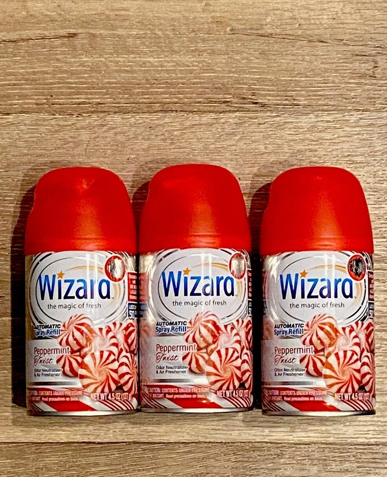 3 PACK Wizard Automatic Spray Refills PEPPERMINT TWIST Fits Glade ...